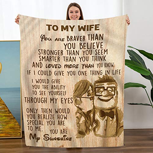 TURMTF Mothers Day Birthday Gifts for Wife, Wife Birthday Gift Ideas, Wedding Anniversary Mother Day Romantic Gifts for Her, Gifts for Wife from Husband, Wife Blanket 55"x70"