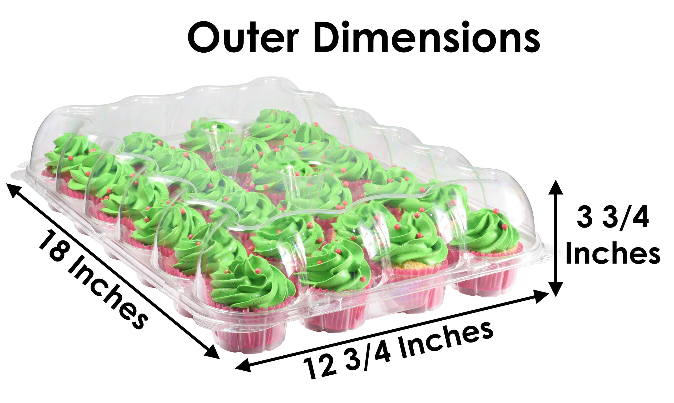 Katgely Cupcake Containers 24 Count (pack of 6), Clear Plastic Cupcake Carriers for 24 Cupcakes, Deep Dome, Stackable, Disposable & BPA-Free