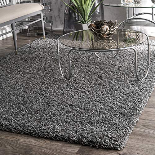 nuLOOM Marleen Contemporary Shag Area Rug, 6' Square, Grey