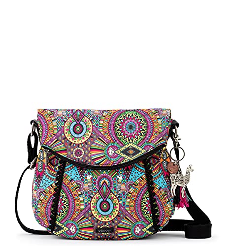 Sakroots womens Eco-twill, Multifunctional Purse With Adjustable Strap & Zipper Pockets Foldover Crossbody Bag In Eco Twill, Rainbow Wanderlust, One Size US