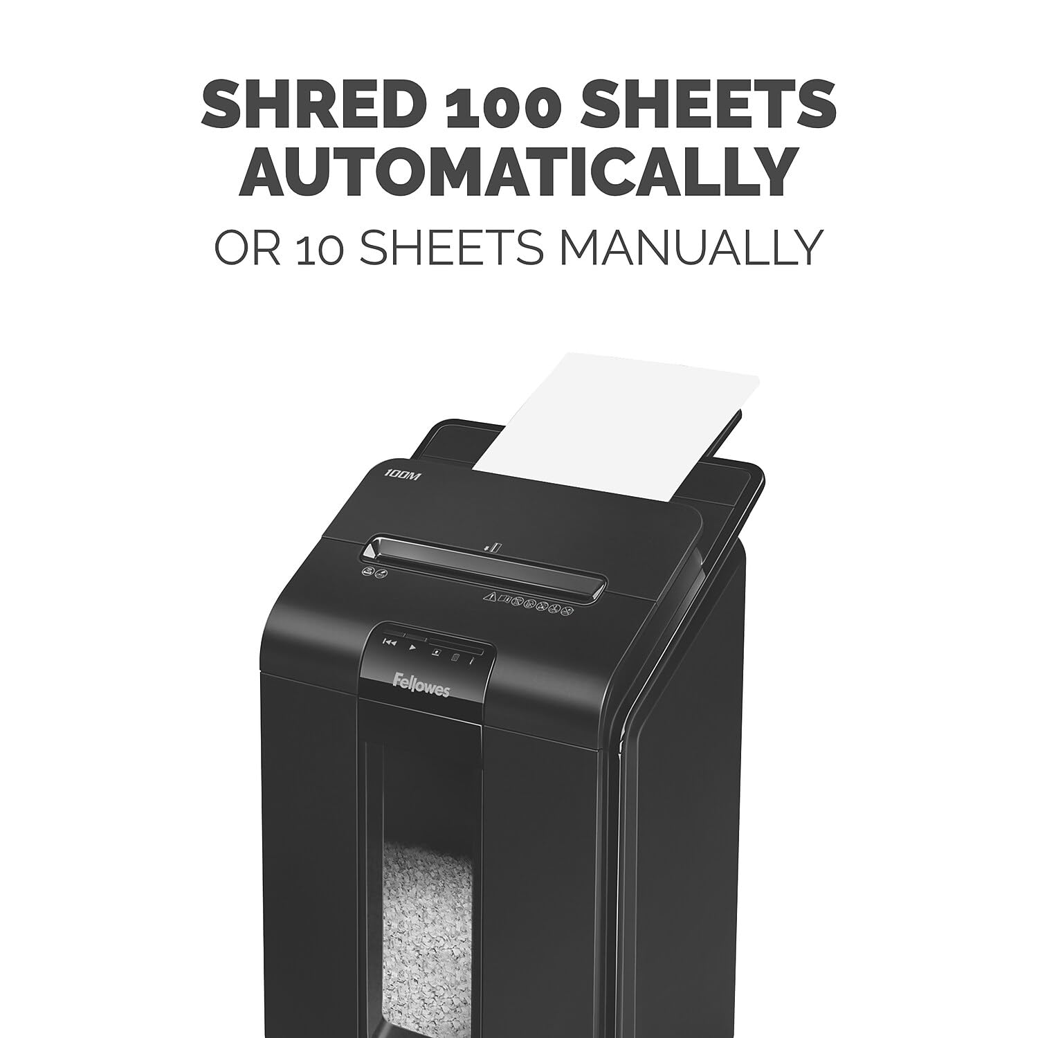 Fellowes AutoMax Micro-Cut 100M Commercial Office Auto Feed 2-in-Paper Shredder with 100-Sheet Capacity