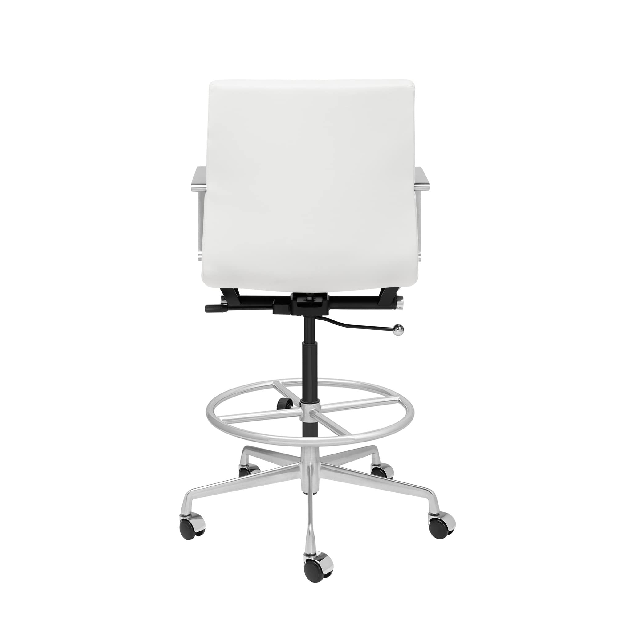 Laura Davidson Furniture SOHO II Ribbed Drafting Chair - Ergonomically Designed and Commercial Grade Draft Height for Standing Desks (White)