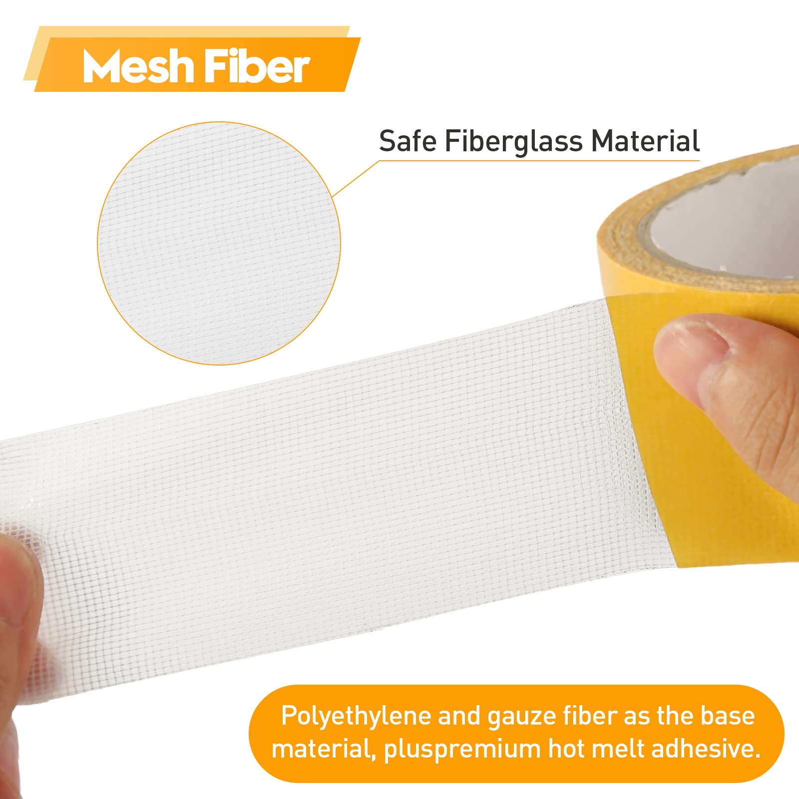 Double Sided Tape Heavy Duty Mounting Tape, 1.8 in x 33 FT (10m) Two Sided Thin Self Adhesive Tape High Tack, Universal Clear Removable Double Sided Tape with Fiberglass Mesh, 1 Pack