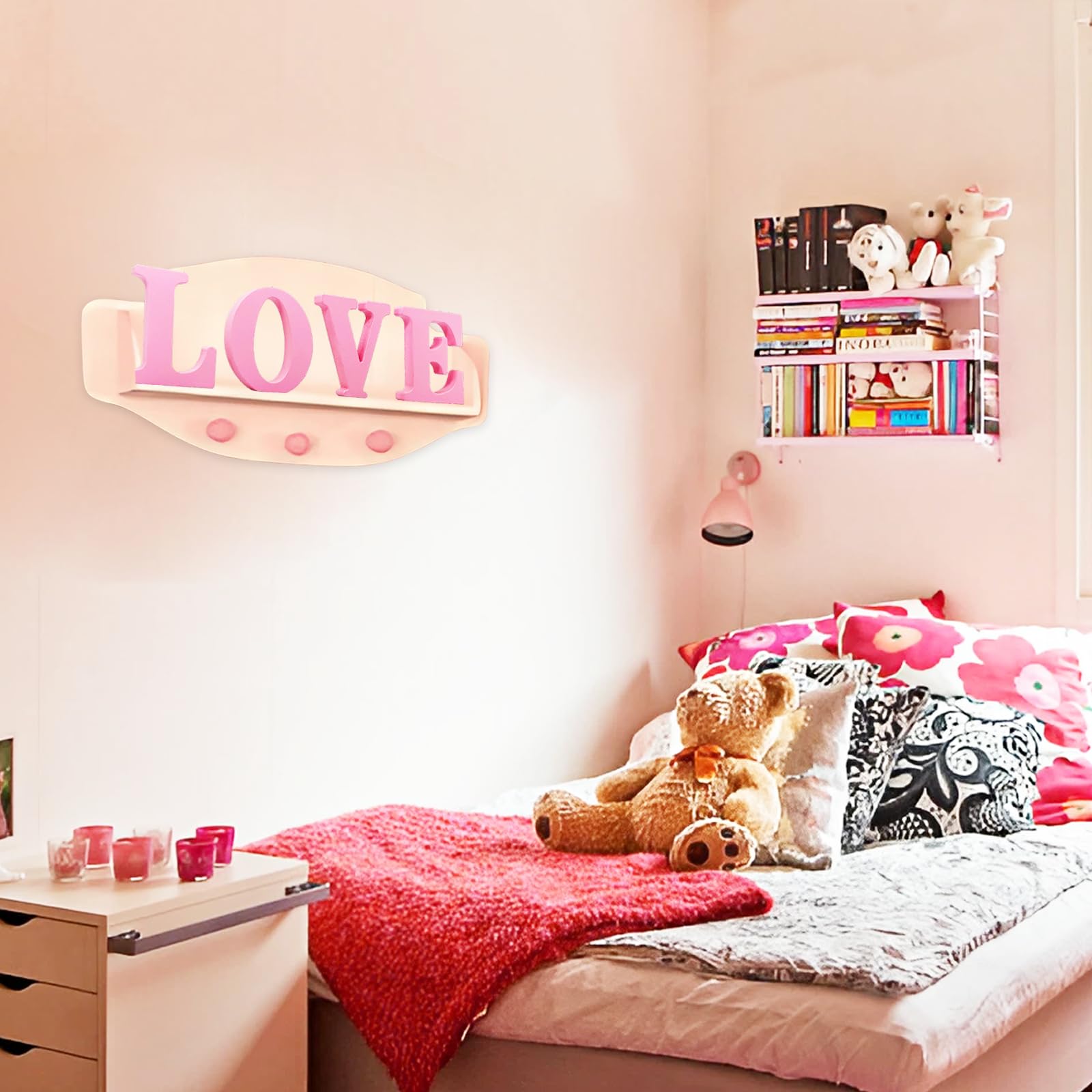AOCEAN 8 Inch Pink Wood Letters Unfinished Wood Letters for Wall Decor Decorative Standing Letters Slices Sign Board Decoration for Craft Home Party Projects (M)