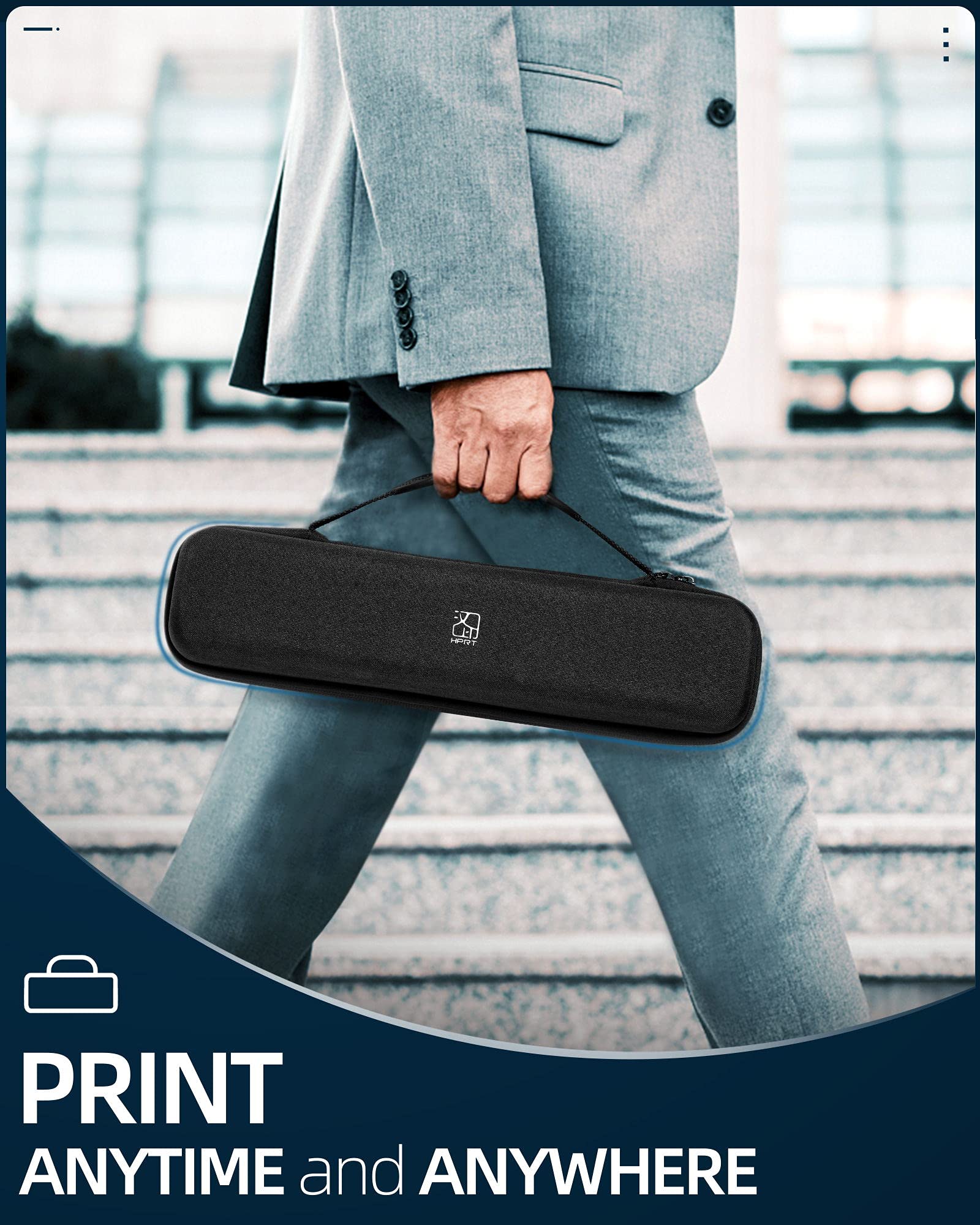 HPRT Hard EVA Storage Case MT800 MT800Q Mobile A4 Thermal Printer, Portable Printer Carry Case, Black Compact and Lightweight, Waterproof and Shock Proof