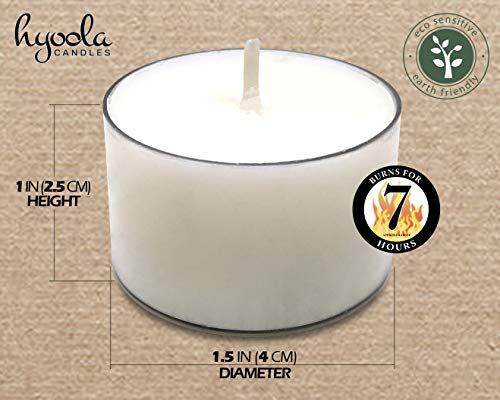Hyoola Pure Tealight Candles - 100% Natural Candles Non Toxic - 7 Hour Vegan Tea Lights Candles in Clear Cup - 40 Pack