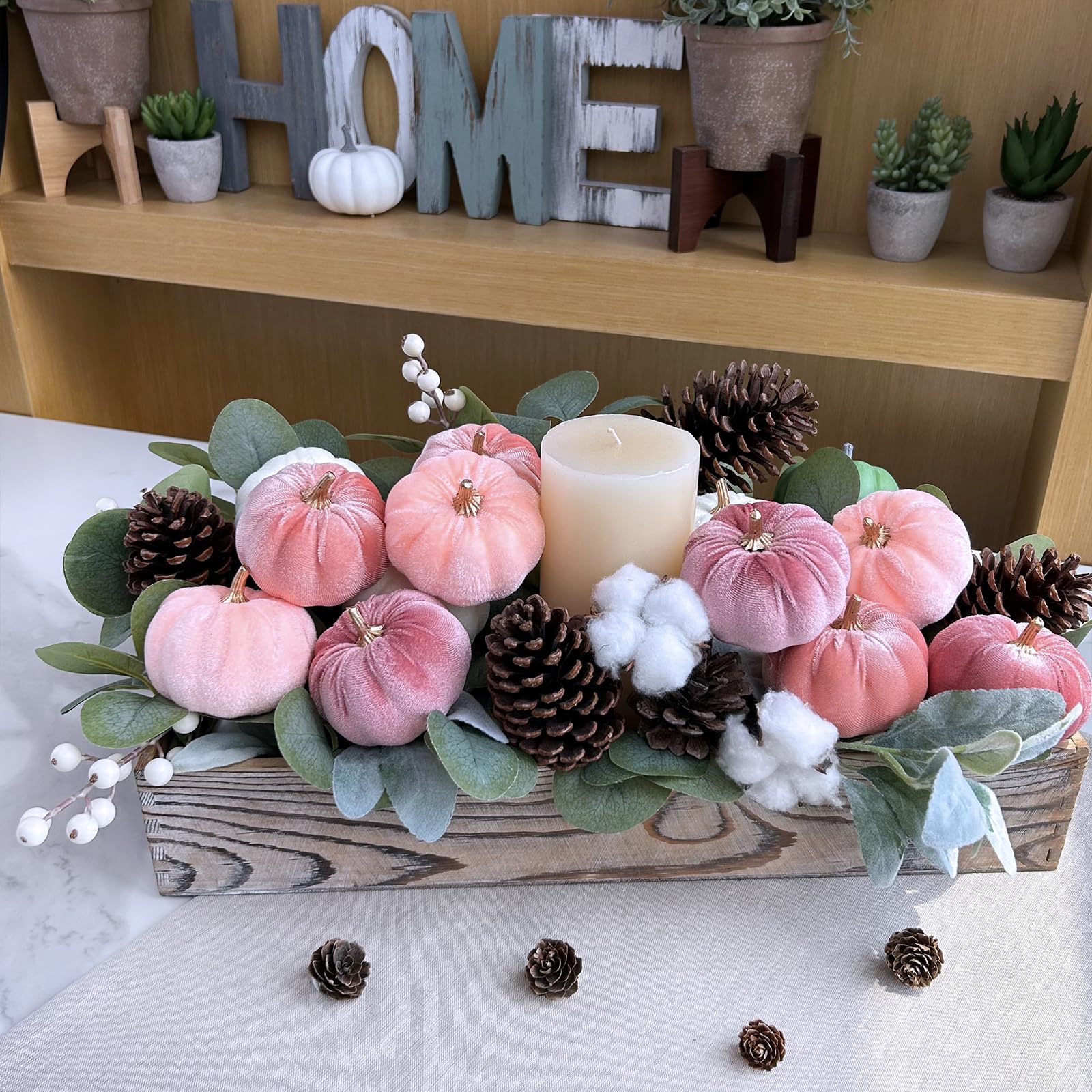Winlyn 12 Pcs Small Rustic Faux Velvet Pumpkins Decorative Blush Coral Pink Peach Ivory Fabric Pumpkins Foam Pumpkins 3" for Fall Wedding Bbay Shower Thanksgiving Halloween Table Centerpiece Décor