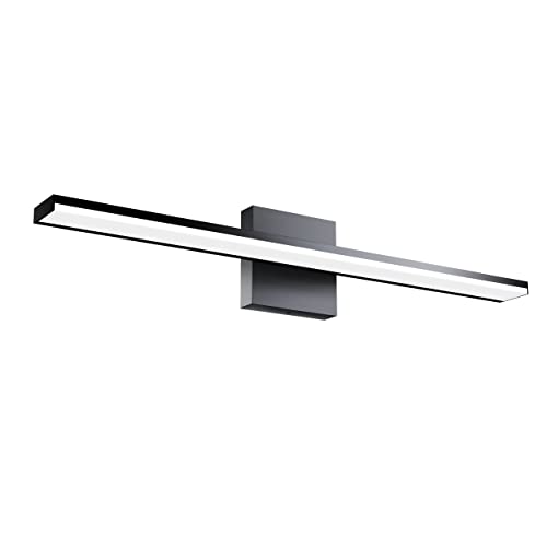YIQAN 32 inch Black LED Modern Vanity Light 20W Matt Black Aluminum for Bathroom Vanity Lighting Fixtures Cold White 6000K