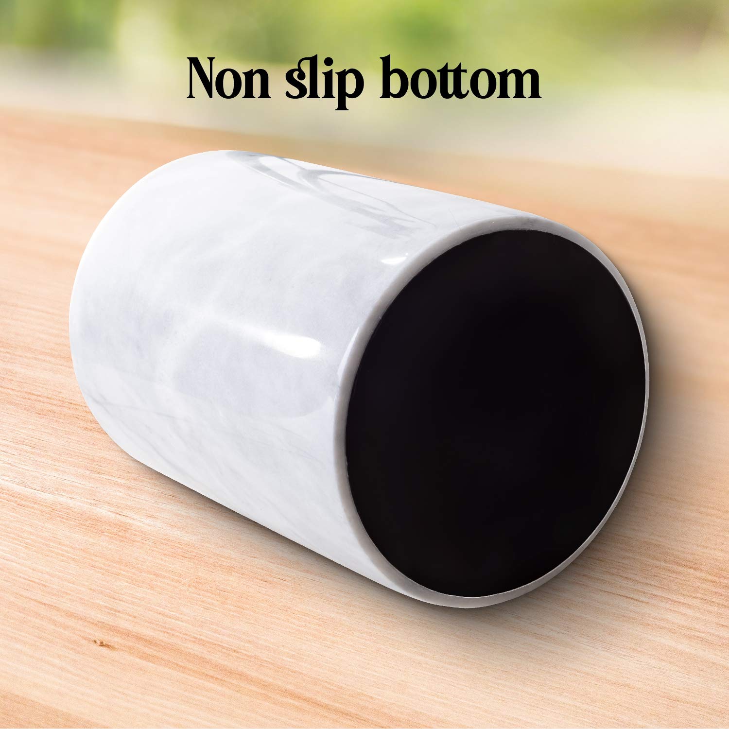 Marble Utensil Holder for Kitchen Counter Decor, Flatware & Utensil Storage Organizer - Kitchen Utensil Organizer for Countertops, Pantry, Bathroom, Office & Center Table
