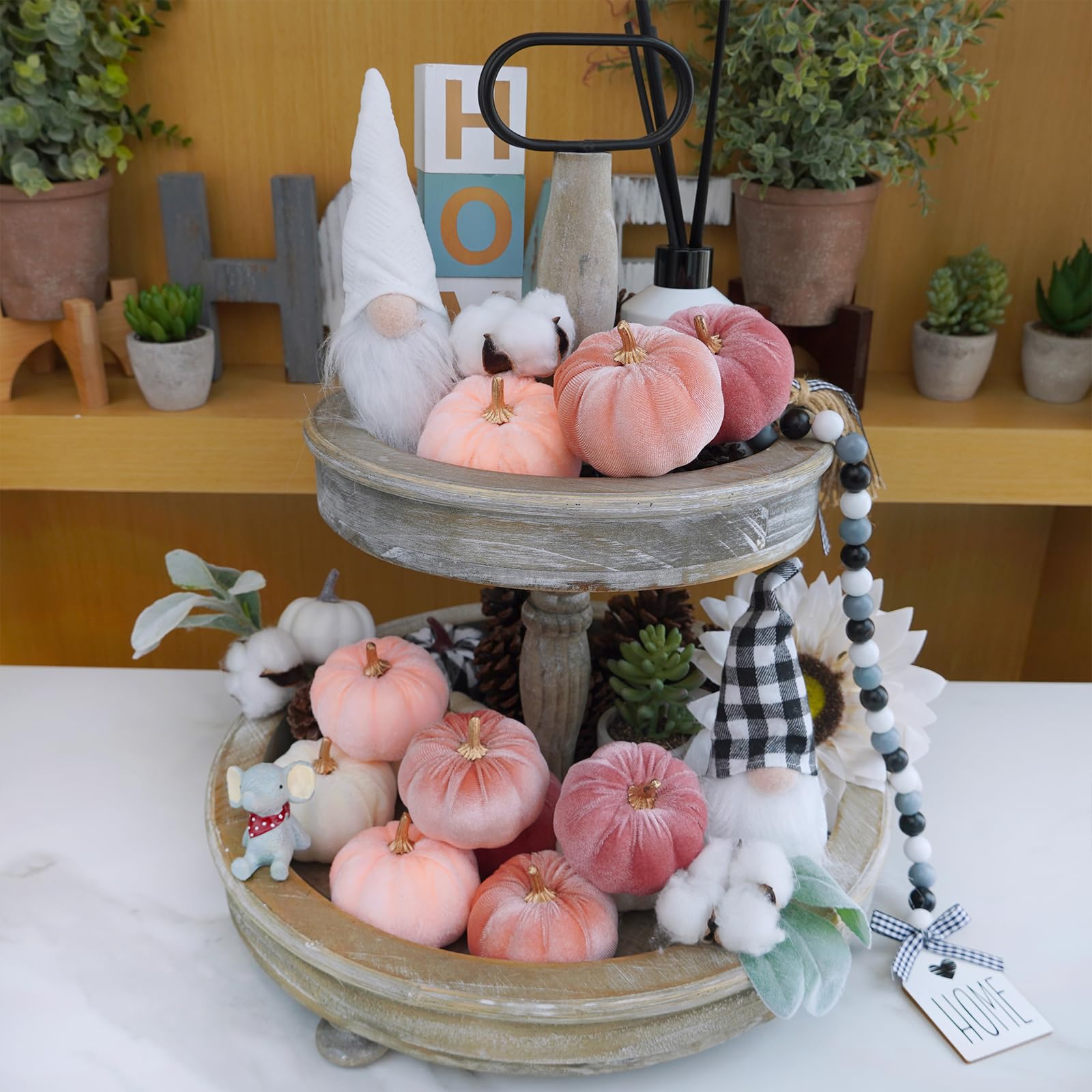 Winlyn 12 Pcs Small Rustic Faux Velvet Pumpkins Decorative Blush Coral Pink Peach Ivory Fabric Pumpkins Foam Pumpkins 3" for Fall Wedding Bbay Shower Thanksgiving Halloween Table Centerpiece Décor