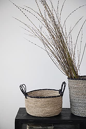 Creative Co-Op S/2 Seagrass Basket, Natural & Black, 2