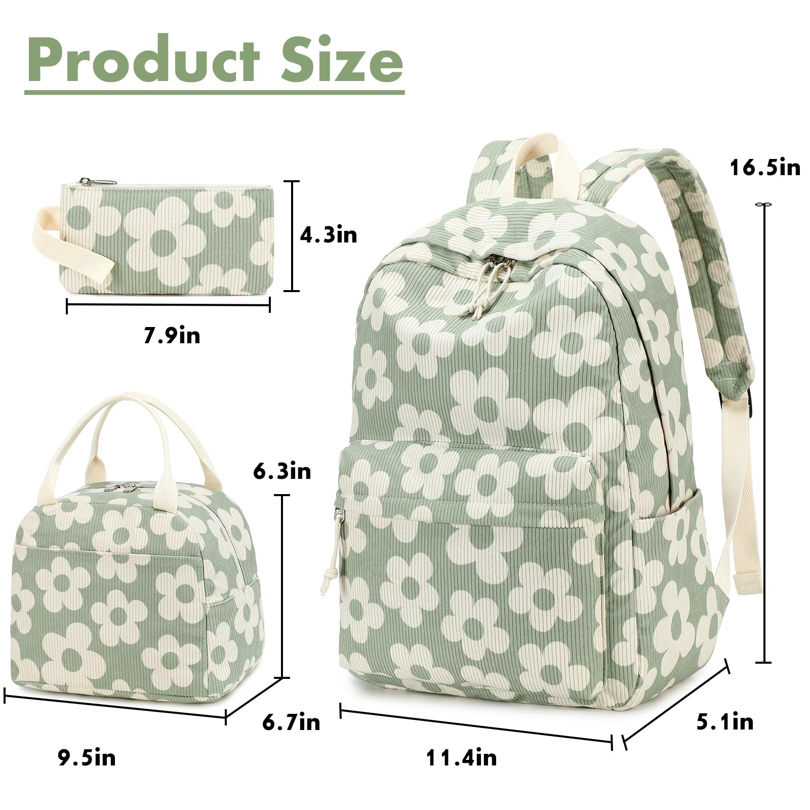 Bluboon School Backpack Teens Girls Boys Kids School Book Bags with Lunch Box Pencil Bag (White)