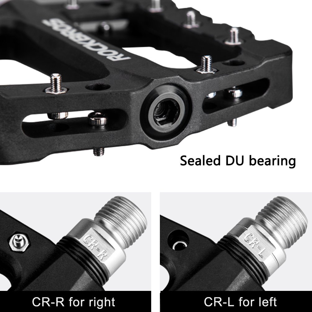 Rock BROS Lightweight Mountain Bike Pedals Nylon Fiber Bicycle Platform Pedals for BMX MTB 9/16" Black