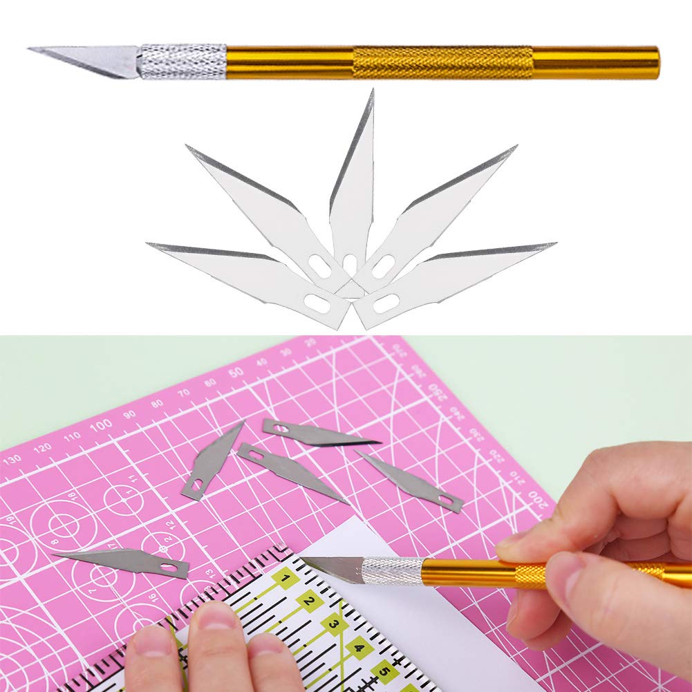 45 mm Rotary Cutter Set-Fabric Cutter with Storage Bag, A4 Self Healing Cutting Mat, Acrylic Ruler, 5 Pcs Replacement Blades and Craft Knife Ideal for Quilting, Crafting, Patchworking