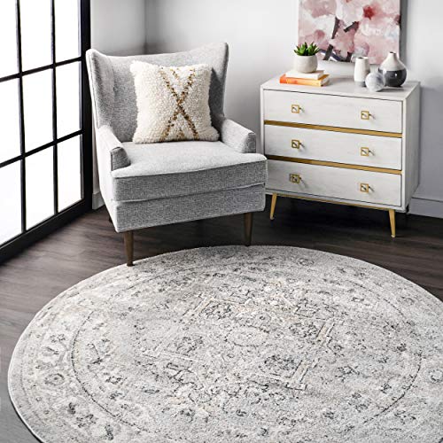 nuLOOM Transitional Medallion Gena Area Rug, 6' Round, Light Grey