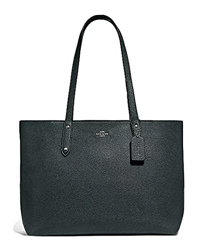 Coach Pebble Leather Central Zip Tote Shoulder Bag Green Style No 69424