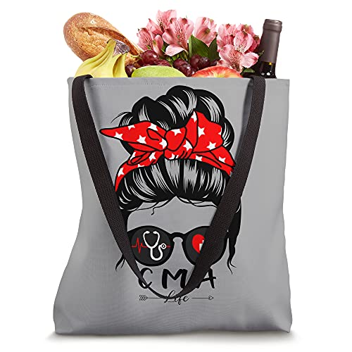 CMA Life Messy Bun Hair Funny Certified Medical Assistant Tote Bag