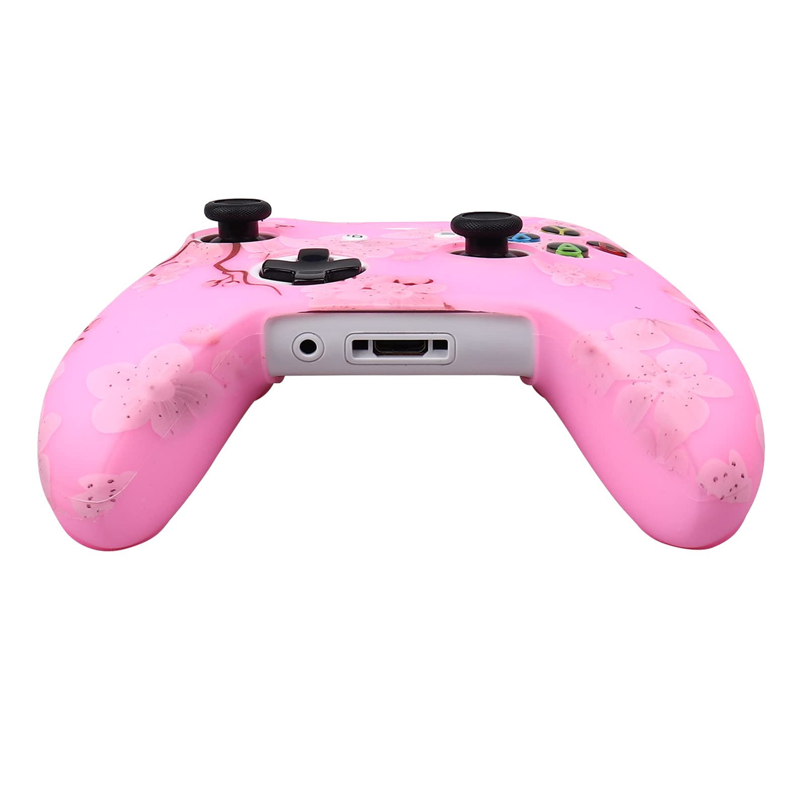 RALAN Pink Controller Skins for Xbox One, Silicone Controller Cover Skin Protector Compatible for Xbox Ones Controller (Pink Pro Thumb Grip x 2,Cat + Skull Cap &Cover Grip x 2) Blue Butterfly Pink