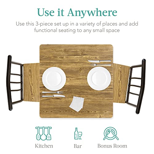 Best Choice Products 3-Piece Dining Set Modern Dining Table Set, Metal and Wood Square Dining Table for Kitchen, Dining Room, Dinette, Breakfast Nook w/ 2 Chairs - Brown