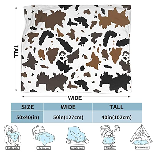 Artfuy Cow Print Blanket Microfiber Fleece Throw Blanket Lightweight Soft Cozy Sherpa Plush Bed Blankets for Bed Chair Sofa Couch Bedroom 40"X50"
