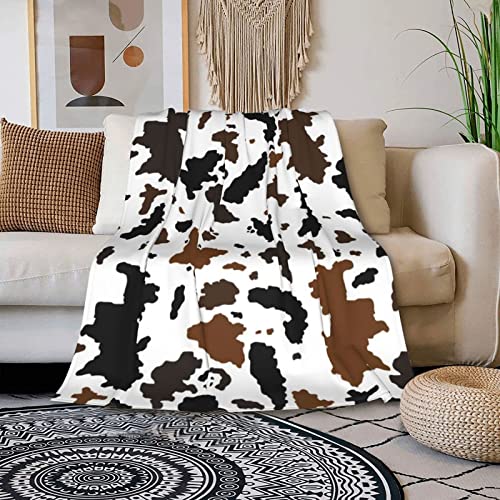 Artfuy Cow Print Blanket Microfiber Fleece Throw Blanket Lightweight Soft Cozy Sherpa Plush Bed Blankets for Bed Chair Sofa Couch Bedroom 40"X50"