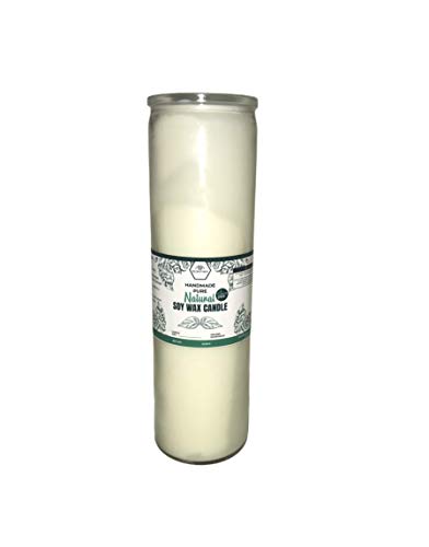 BearNaturalOrganics 7 Day Candle Prayer Glass Unscented All Natural Pure Organic Vegan Dye Free Soy Wax 2 inches x 9 inches Pillar candle
