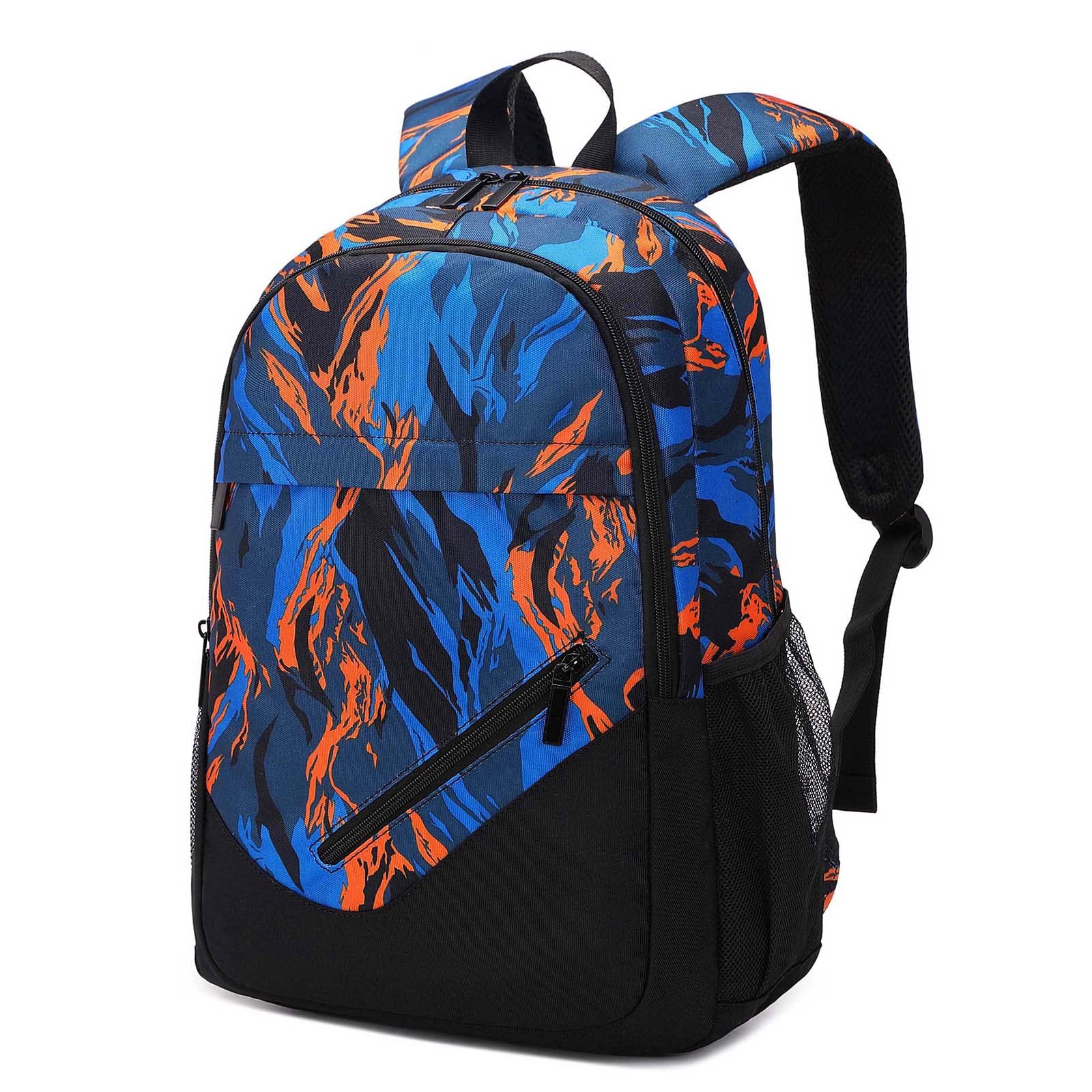 Sunborls Mochilas Escolares Para Adolescentes Large Capacity Travel Boys Backpacks Waterproof Canvas Backpack Can Carry 14inche Computer Lightweight School Backpack（Camo Orange）
