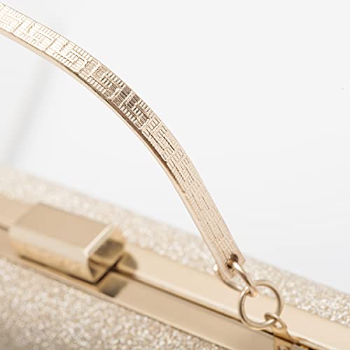 Women Elegant Clutch Purses Vegan Leather Crossbody Evening Bags with Chain Strap for Date Night Out Wedding Party Prom, Champagne