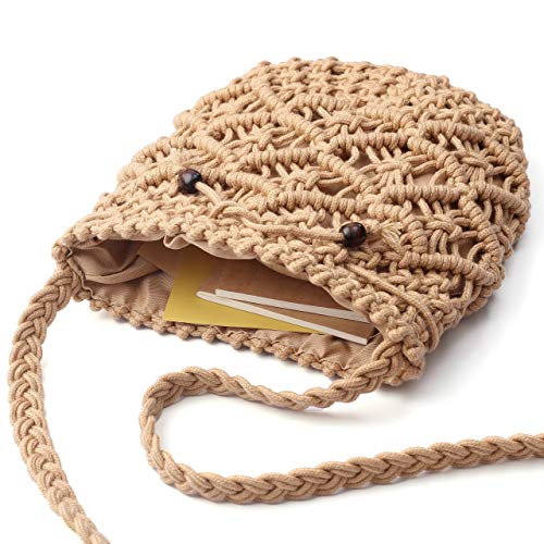 Ayliss Women Handwoven Crossbody Bag Summer Beach Woven Handmade Clutch Purse Weaving Casual shoulder Handbag(Light Brown)