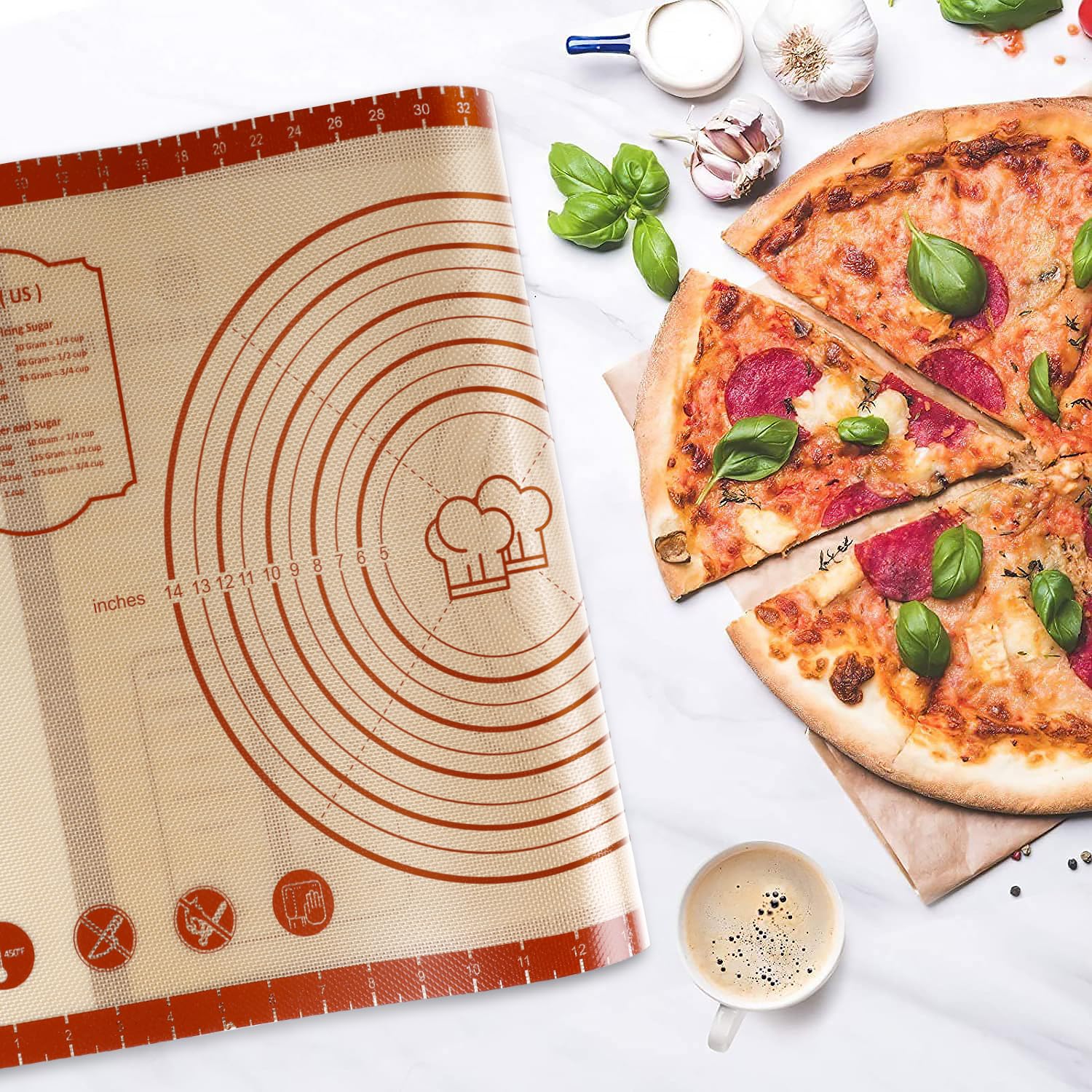 Silicone Baking Mat,26" x 16" Extra Thick Large Non Stick Sheet Mat with Measurement Non-slip Dough Rolling Mat,Reusable Food Grade Silicone Counter Mat for Making Cookies,Macarons,Bread and Pastry