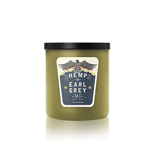 Manly Indulgence Hemp & Earl Grey Scented Jar Candle, All American Collection, 2 Wick, Green, 15 oz - Up to 60 Hours Burn