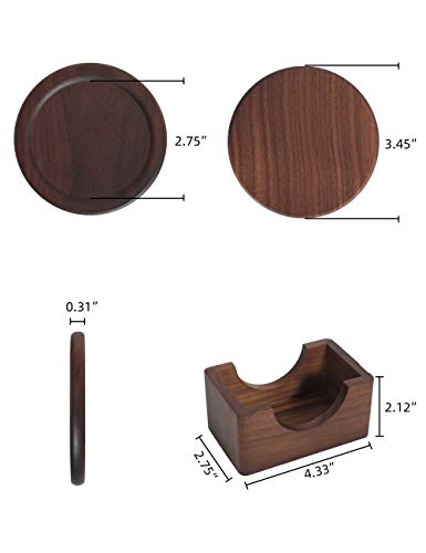Walnut Dark Wood Coaster, 6-Piece Coaster Set, Holder Included, Wood Coasters,Coffee Coaster, Beer Coaster