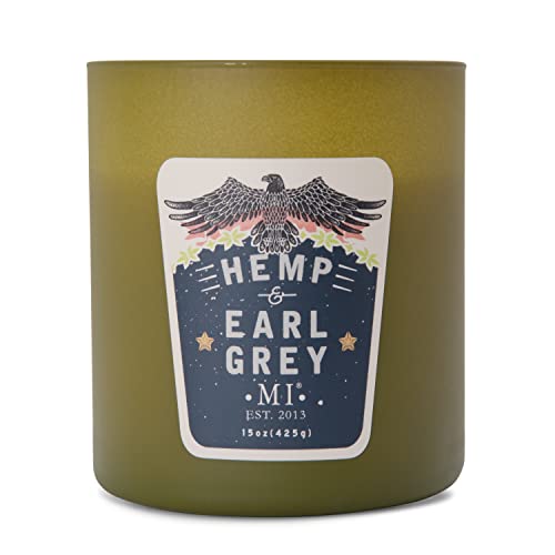 Manly Indulgence Hemp & Earl Grey Scented Jar Candle, All American Collection, 2 Wick, Green, 15 oz - Up to 60 Hours Burn
