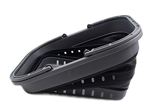 SAMMART 19L (5 Gallon) Collapsible Tub with Handle - Portable Outdoor Picnic Basket/Crater - Foldable Shopping Bag - Space Saving Storage Container (Black) (1, Grey/Black)
