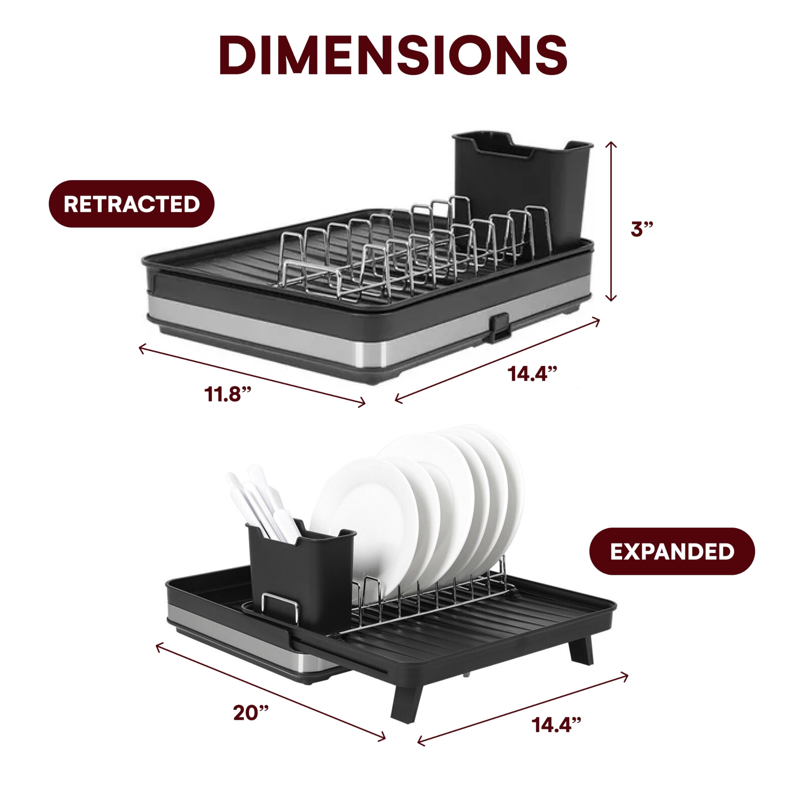 Vdomus Expandable Pot Organizer Rack for Under Cabinet with 4 DIY Storage Positions, Length Adjustable Pan Rack for Kitchen Counter, Pot and Pan Organizer Up to 13 Pans or Pot &Lids, Black Metal