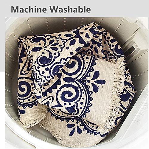 Poowe Round Cotton Rug Woven Tassel Throw Rug Washable Area Rug for Living Room Bedroom Kitchen Bathroom (Vintage)