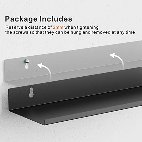Veckle Bathroom Shelf, Floating Shelves Set of 4, Wall Mounted Modern Rustic Shelf Ledge, Metal Wall Shelve 15 in W x 4.5 in D, Black