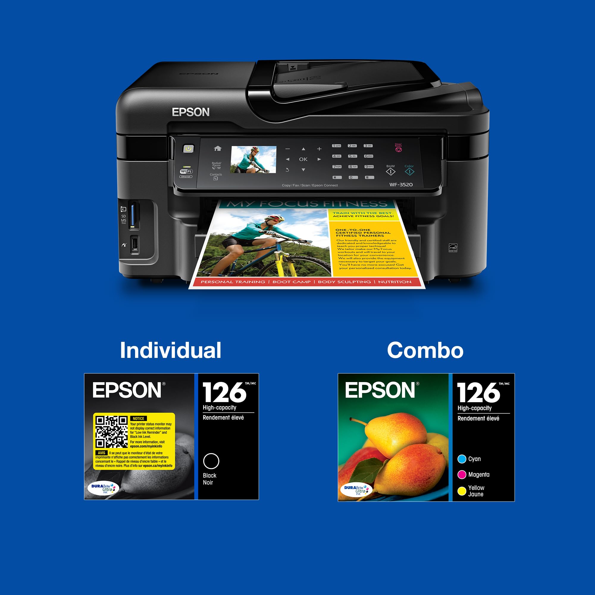 Epson T126120-BCS DURABrite Ultra Black and Color Combo Pack High Capacity -Cartridge -Ink