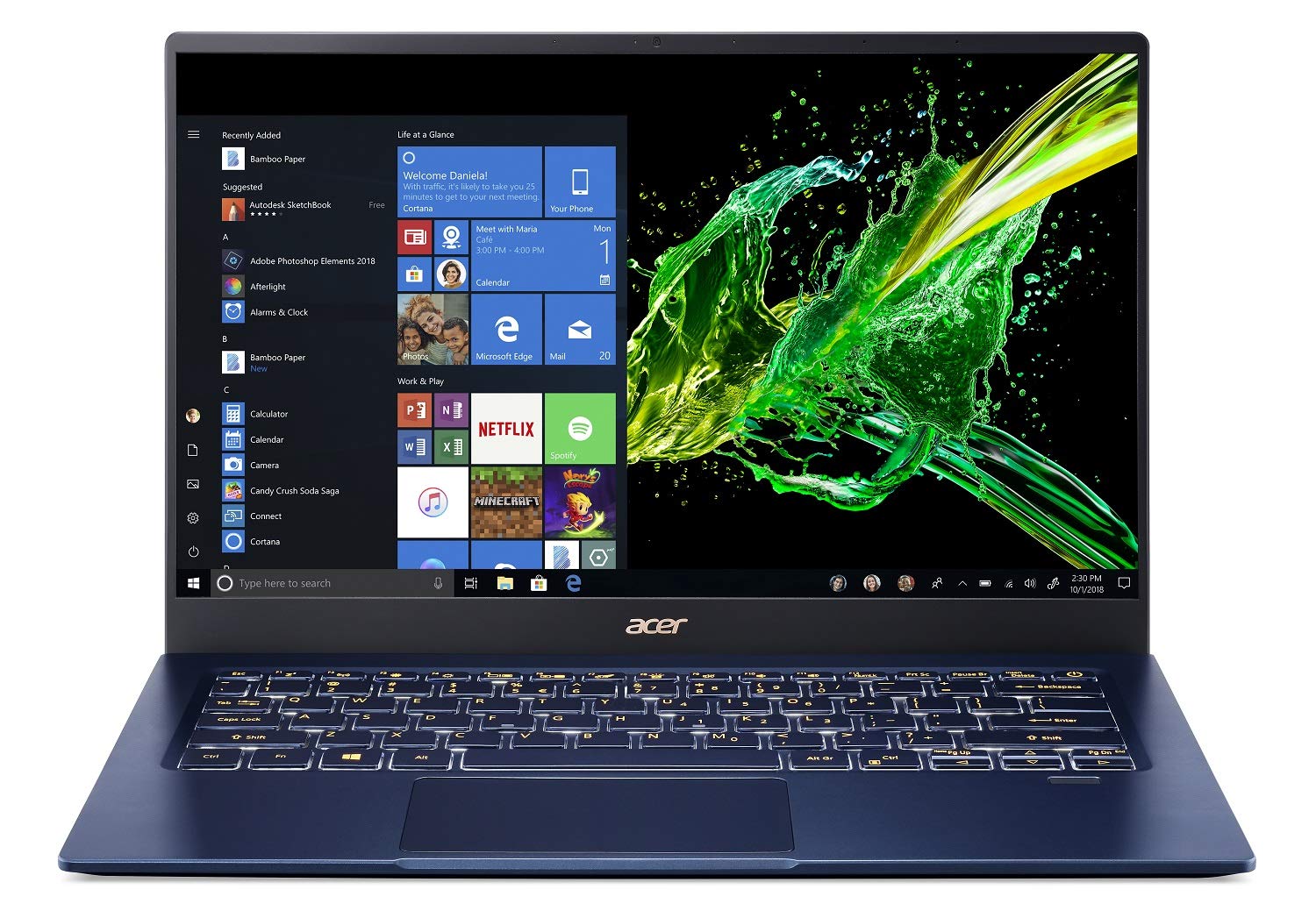 Acer Swift 5 Ultra-Thin & Lightweight Laptop, 14" Full HD IPS Touch, 10th Gen Intel Core i7-1065G7, 8GB LPDDR4, 512GB PCIe NVMe SSD, FP Reader, Wi-Fi 6, Back-lit Keyboard, Windows 10, SF514-54T-76PY