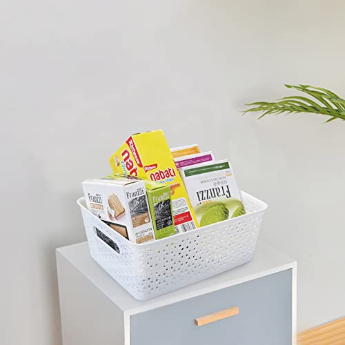 Vababa 4 Pack Plastic Woven Storage Basket, White