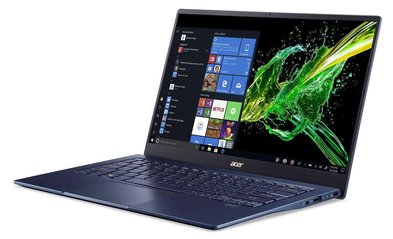 Acer Swift 5 Ultra-Thin & Lightweight Laptop, 14" Full HD IPS Touch, 10th Gen Intel Core i7-1065G7, 8GB LPDDR4, 512GB PCIe NVMe SSD, FP Reader, Wi-Fi 6, Back-lit Keyboard, Windows 10, SF514-54T-76PY