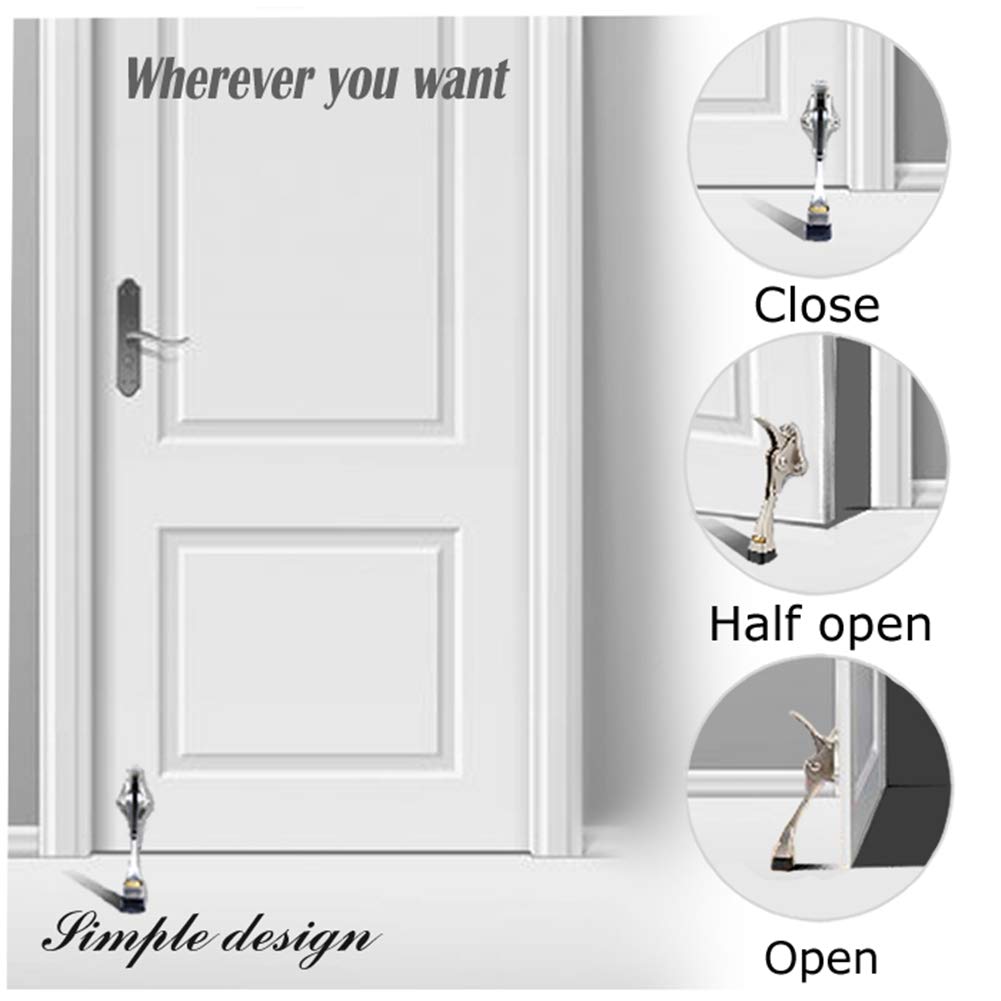 Easy Pedal Kick Down Door Stop Stopper Easy Step Door Kick Doorstop,Premium Quality,Height-Adjustable Rubber Foot,4 Inch