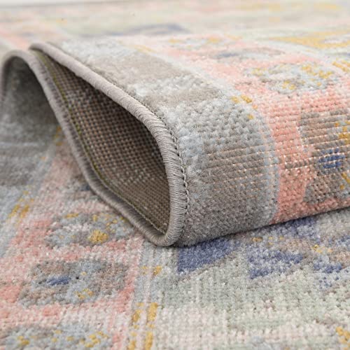 Unique Loom Whitney Collection Southwestern Geometric Area Rug (5' 0 x 8' 0 Oval, Powder Pink)