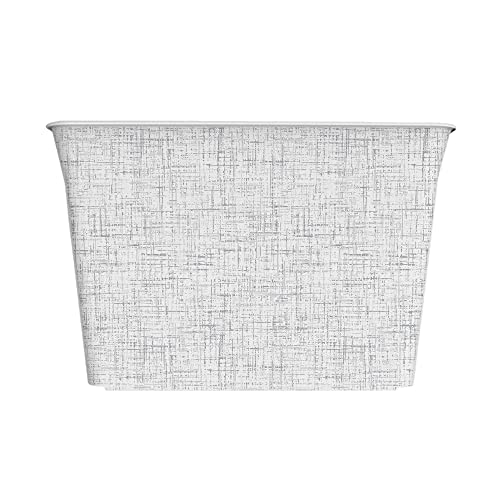 Curver Set of 4 Large V Decorative Plastic Organization and Storage Basket, 22.7L / 24QT, White with Tweed Pattern