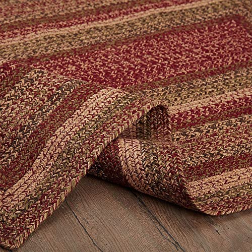 VHC Brands Cider Mill Jute Rectangular Rug 36x60 Country Braided Flooring, Burgundy
