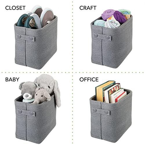 mDesign Fabric Storage Box – Household Storage Basket with Integrated Handles - Perfect for Holding Towels and Bathroom Accessories – Charcoal