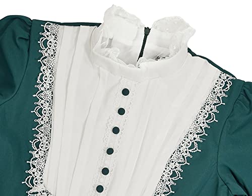 Nite closet Gothic Lolita Dress Long Sleeve Green Retro Vintage for Women Midi 50s (4-6)