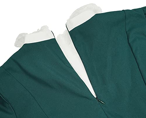 Nite closet Gothic Lolita Dress Long Sleeve Green Retro Vintage for Women Midi 50s (4-6)