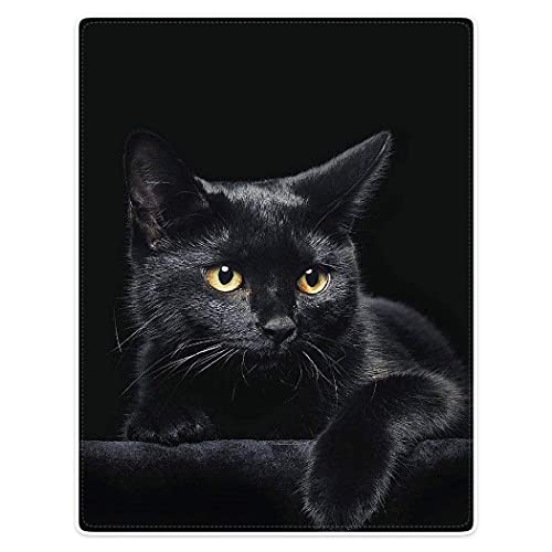 HommomH 50"x60" Blanket Soft Fluffy Flannel Fleece Throw Black Cat