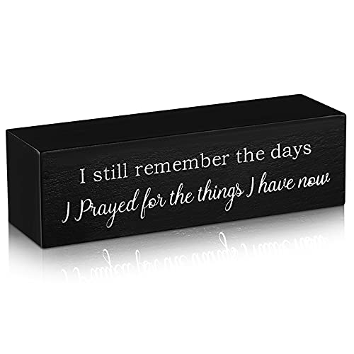 Jetec I Still Remember The Days I Prayed Sign Rustic Wooden Farmhouse Christian Decor Wooden Religious PlaqueĀ Christian Home Prayer Block Sign for Office Tabletop Tiered Tray Decor (Black)